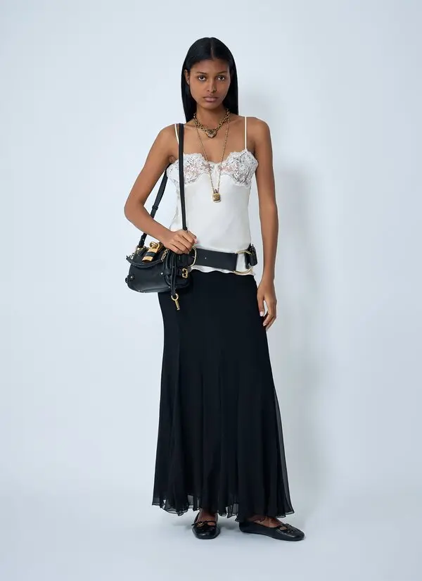 Chloé Silk Satin And Lace V-neck Camisole