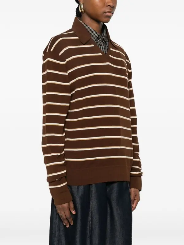 Miu Miu Embroidered Striped Stretch Cotton Blend Polo Shirt