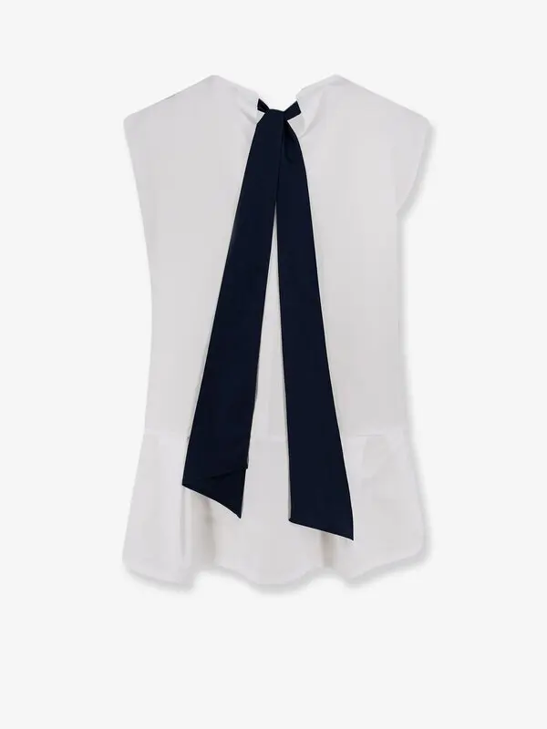 Max Mara Sleeveless Cotton Shirt With Contrasting Back Band