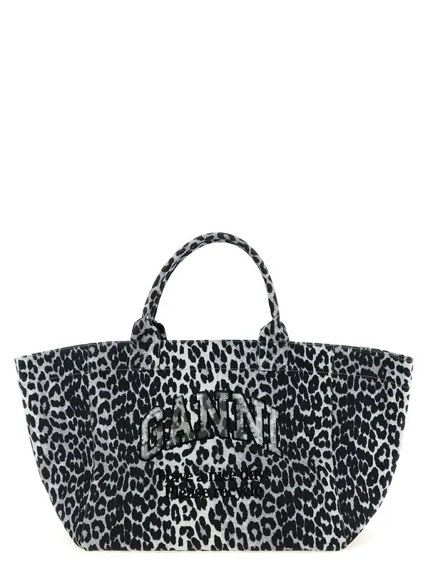 GANNI Leopard Sequin Embellished Recycled Cotton Tote Bag