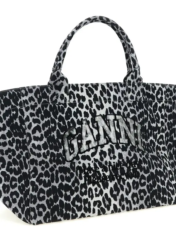 GANNI Leopard Sequin Embellished Recycled Cotton Tote Bag