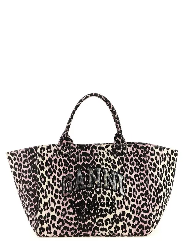 GANNI Leopard Sequin Embellished Recycled Cotton Tote Bag - Pink