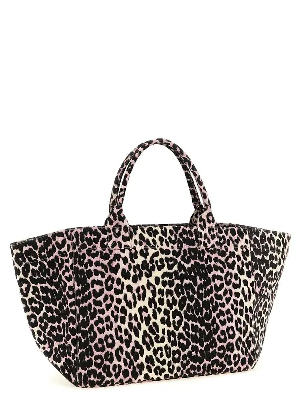 GANNI Leopard Sequin Embellished Recycled Cotton Tote Bag - Pink
