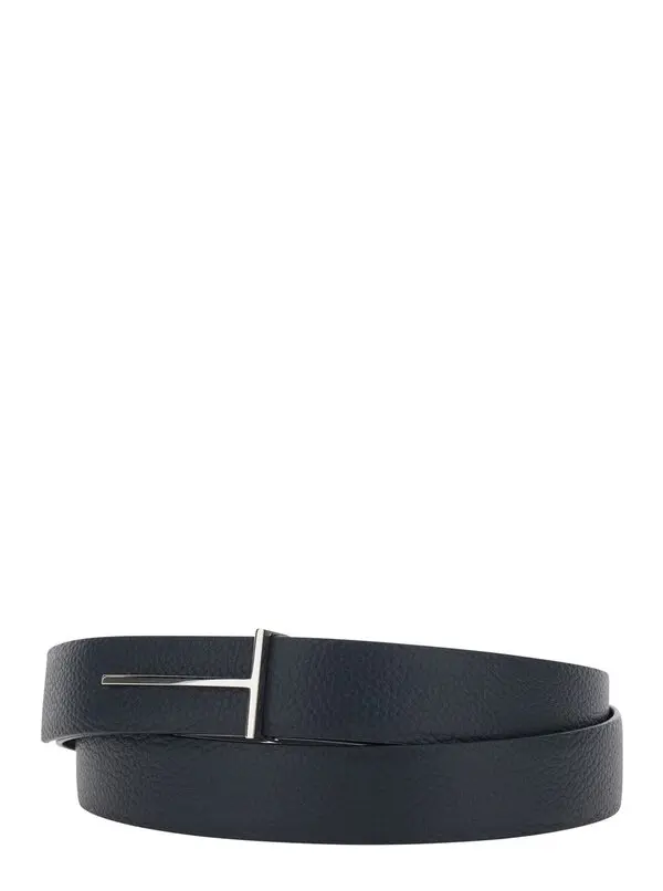 TOM FORD Grained Leather Belt With T Buckle Closure - Multicolor