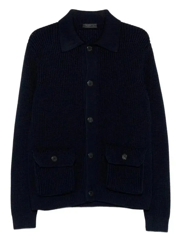 Prada Wool Cardigan With Collared Neck