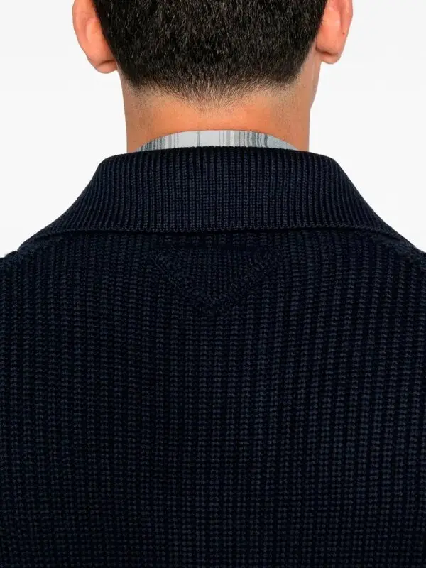 Prada Wool Cardigan With Collared Neck