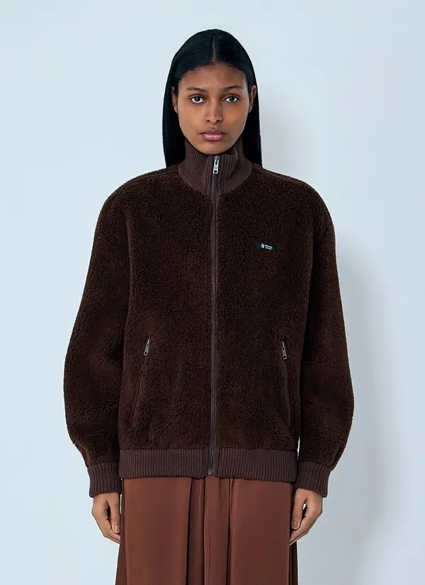Prada High-neck Fleece Jacket - Brown