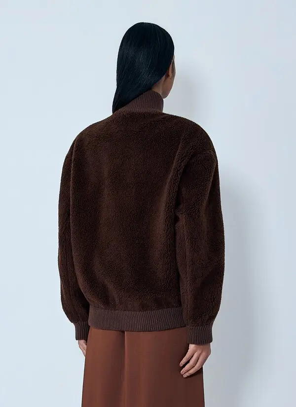Prada High-neck Fleece Jacket - Brown