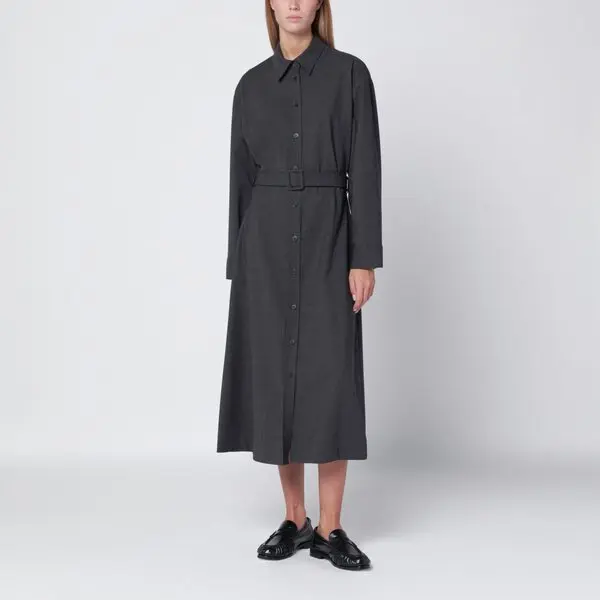P.a.r.o.s.h Belted Virgin Wool Midi Shirt Dress
