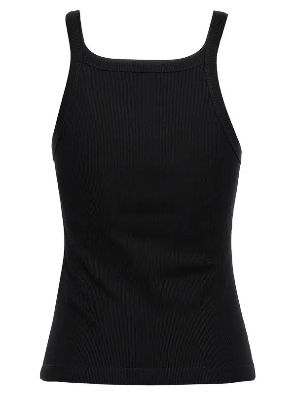 Fendi Ribbed Cotton Tank Top With Logo Embroidery