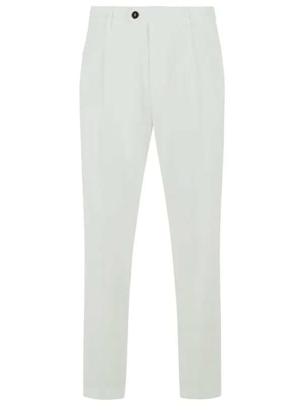 Eleventy Cotton Pants With Pleats And Welt Pockets - White