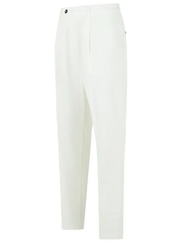 Eleventy Cotton Pants With Pleats And Welt Pockets - White