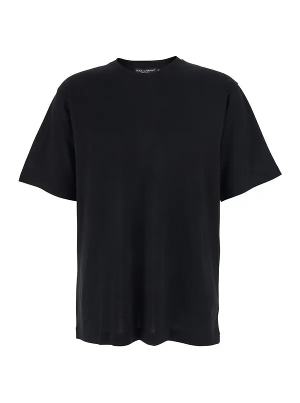 Dolce & Gabbana Crew Neck T-shirt With Back Logo Patch In Cotton