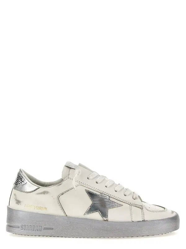 GOLDEN GOOSE Stardan Sneakers With Contrast Heel - Silver