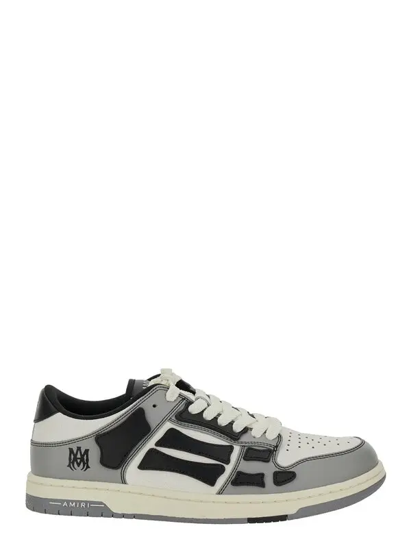 Amiri Grey Leather Sneakers With Logo Patch And Contrast Detailing - Multicolor