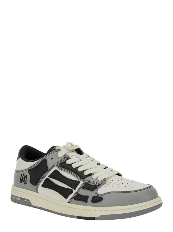 Amiri Grey Leather Sneakers With Logo Patch And Contrast Detailing - Multicolor