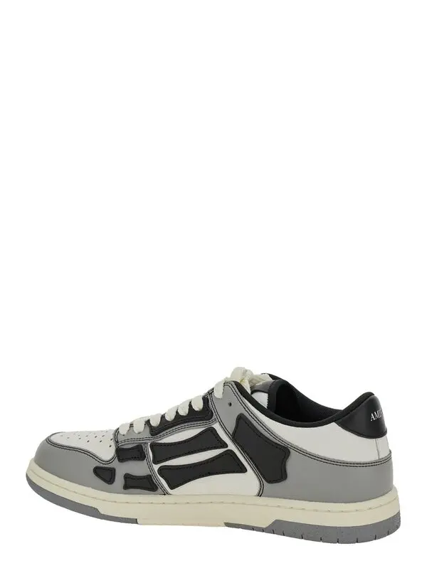 Amiri Grey Leather Sneakers With Logo Patch And Contrast Detailing - Multicolor