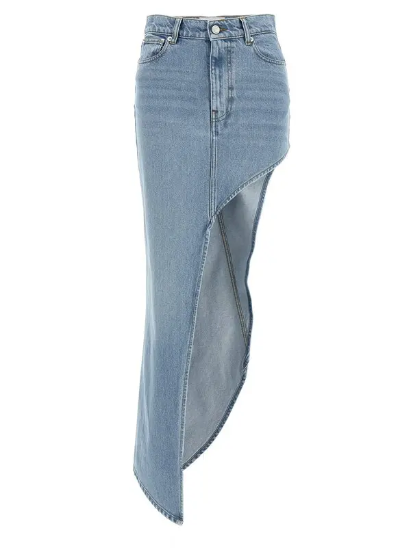 Coperni One-leg Denim Skirt With Asymmetrical Train Hem