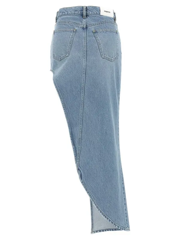 Coperni One-leg Denim Skirt With Asymmetrical Train Hem