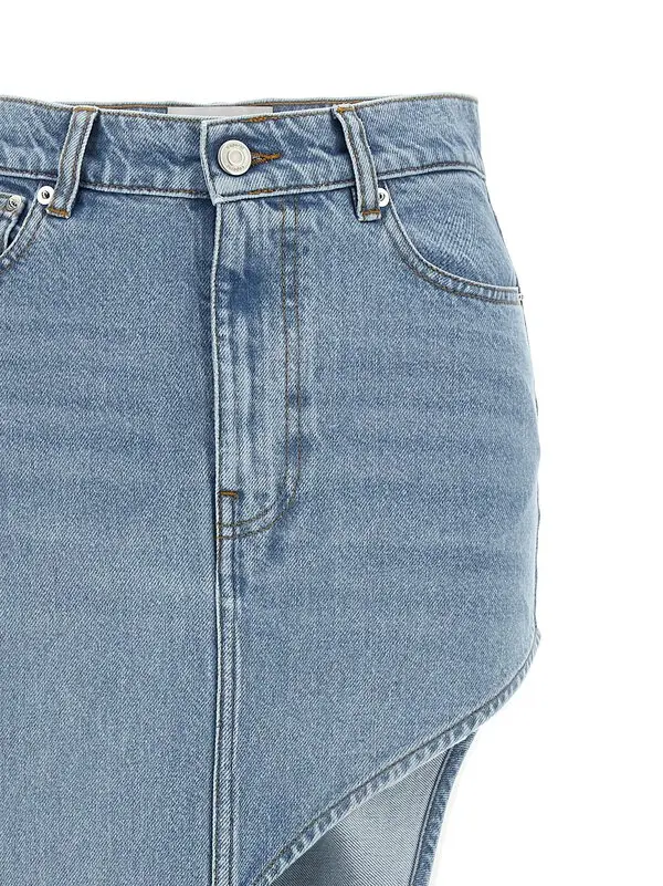 Coperni One-leg Denim Skirt With Asymmetrical Train Hem