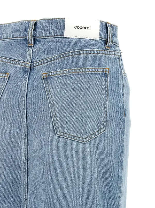 Coperni One-leg Denim Skirt With Asymmetrical Train Hem