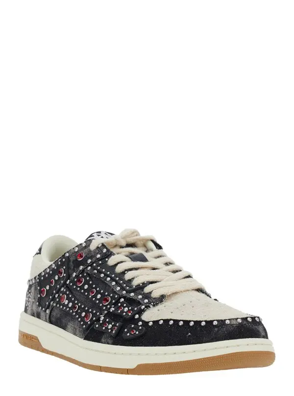 Amiri Embellished Cotton Sneakers With Crystal And Bead Detailing - Multicolor