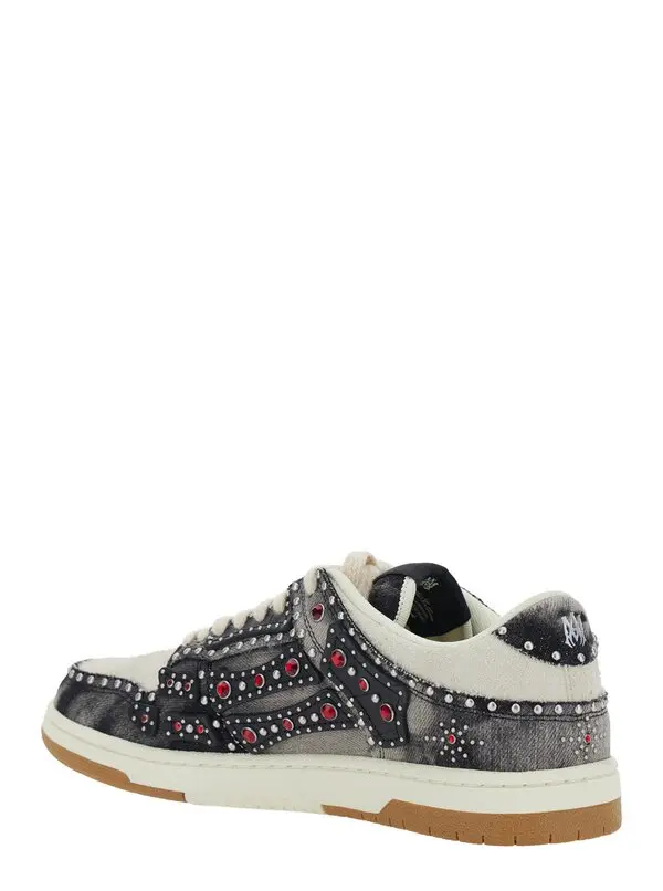 Amiri Embellished Cotton Sneakers With Crystal And Bead Detailing - Multicolor