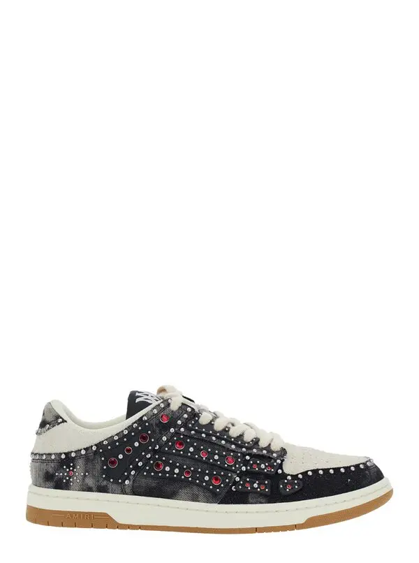 Amiri Embellished Cotton Sneakers With Crystal And Bead Detailing - Multicolor