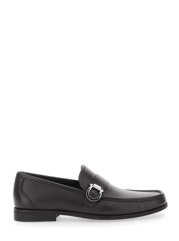 FERRAGAMO Loafers With Gancini Detail On Side In Leather - Multicolor