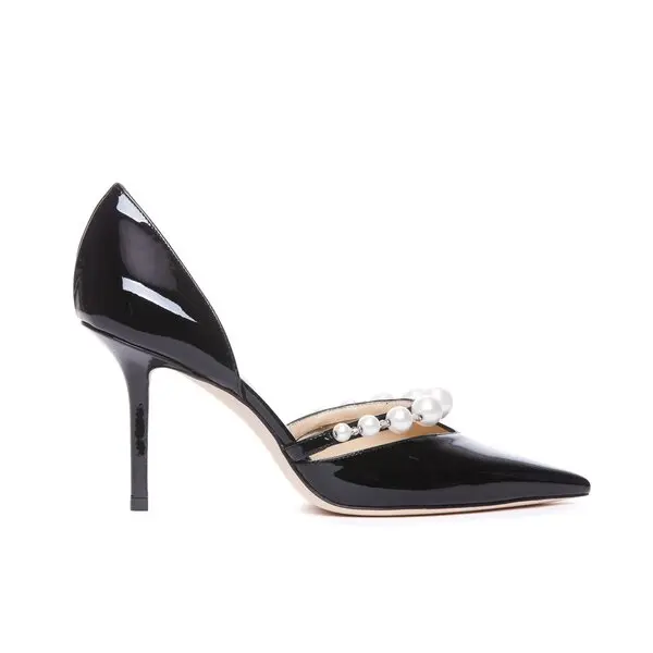 JIMMY CHOO Aurelie 85mm Patent Leather Pumps With Pearl Embellishment