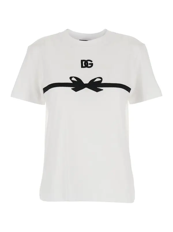 Dolce & Gabbana Cotton Crewneck T-shirt With Logo Print - White