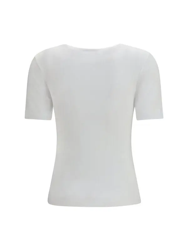 GANNI Ribbed Cotton T-shirt With Logo Embroidery