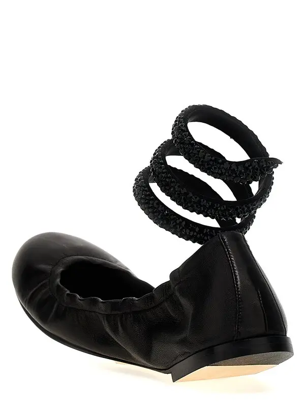 Rene Caovilla Cleo' Embellished Leather And Satin Ballet Flats