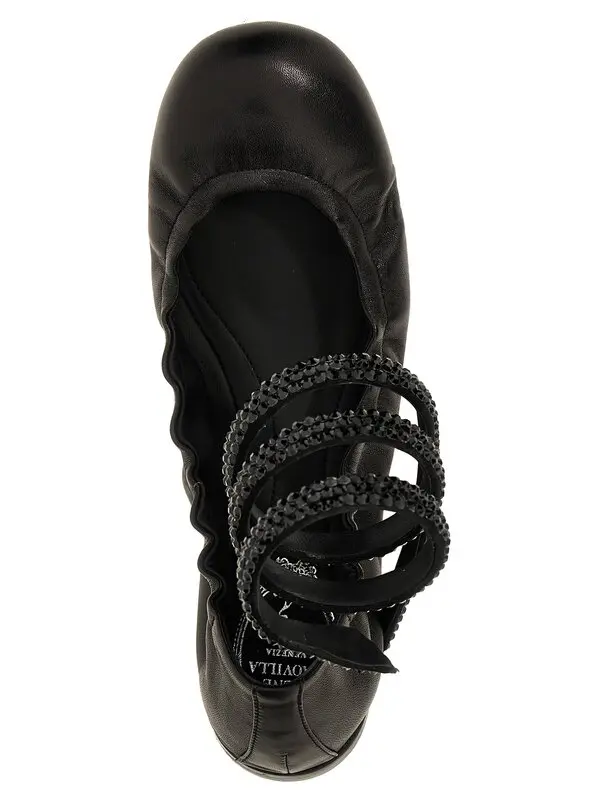Rene Caovilla Cleo' Embellished Leather And Satin Ballet Flats
