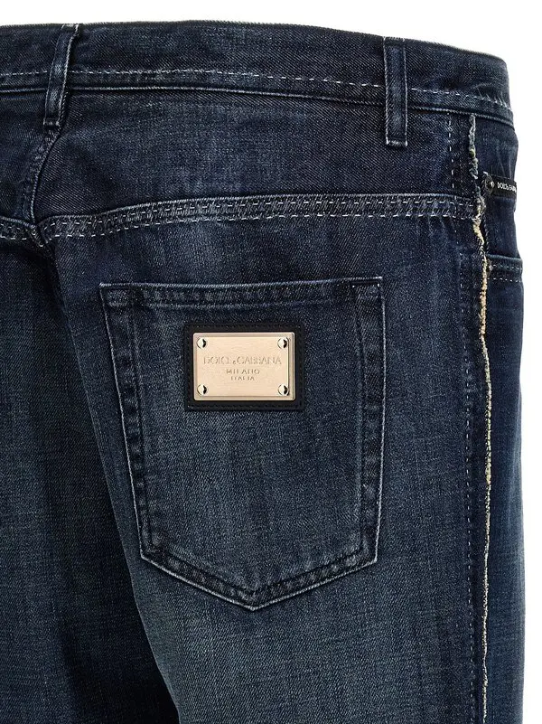 Dolce & Gabbana Fringed Stitching Skinny Leg Jeans