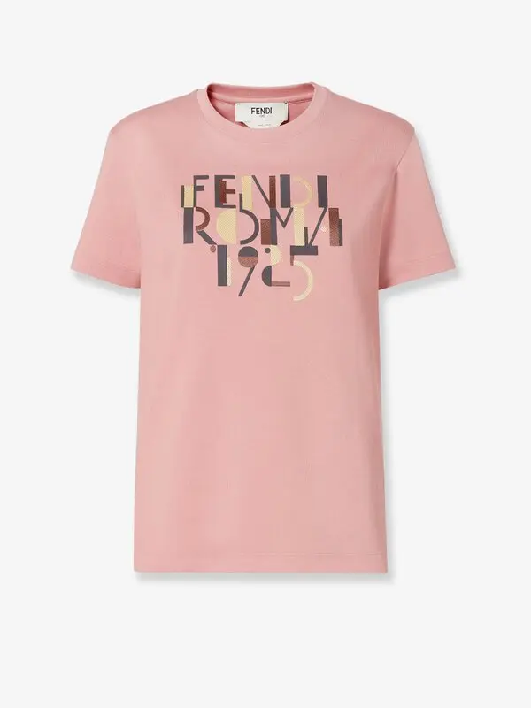 Fendi Cotton T-shirt With Embroidered Logo - Multicolor
