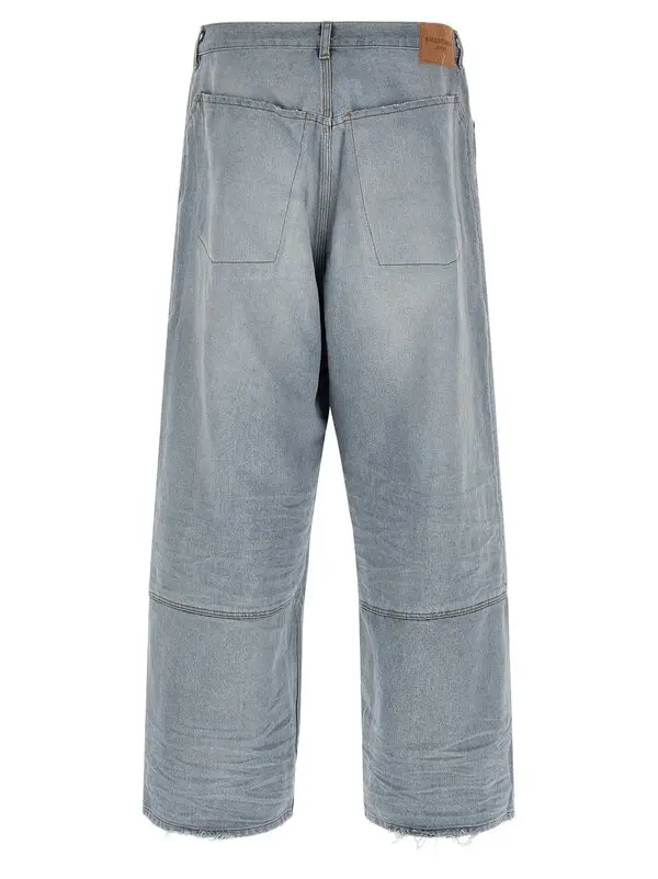 Balenciaga Minimal Baggy Jeans With Rips And Contrast Stitching