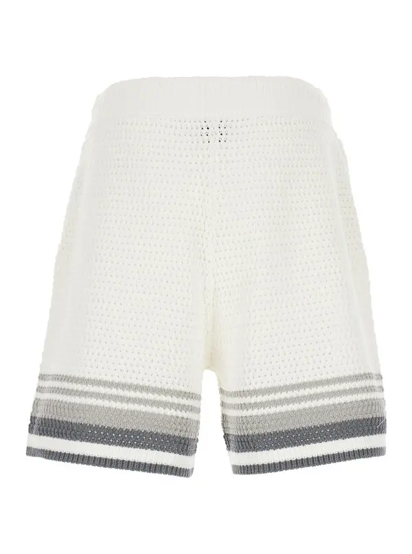 Casablanca White Cotton Bermuda Shorts With Logo Embroidery