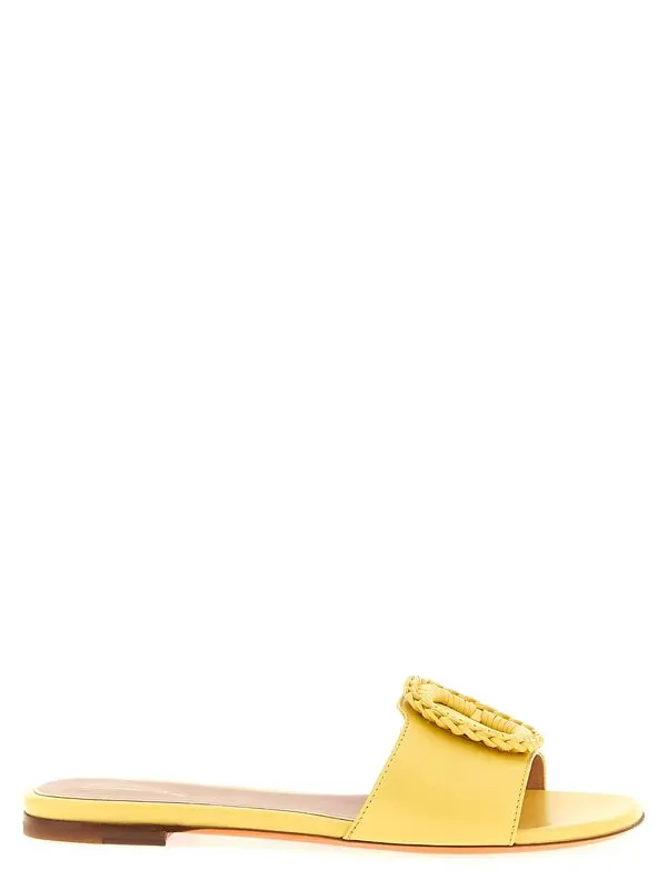 Santoni Corolle Leather Sandals With Woven Detail - Yellow