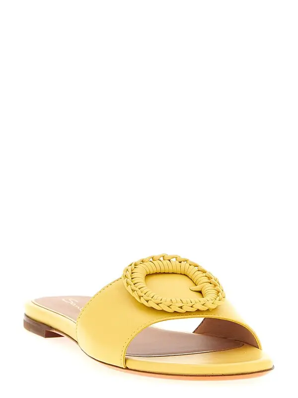 Santoni Corolle Leather Sandals With Woven Detail - Yellow