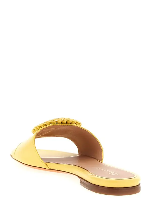Santoni Corolle Leather Sandals With Woven Detail - Yellow