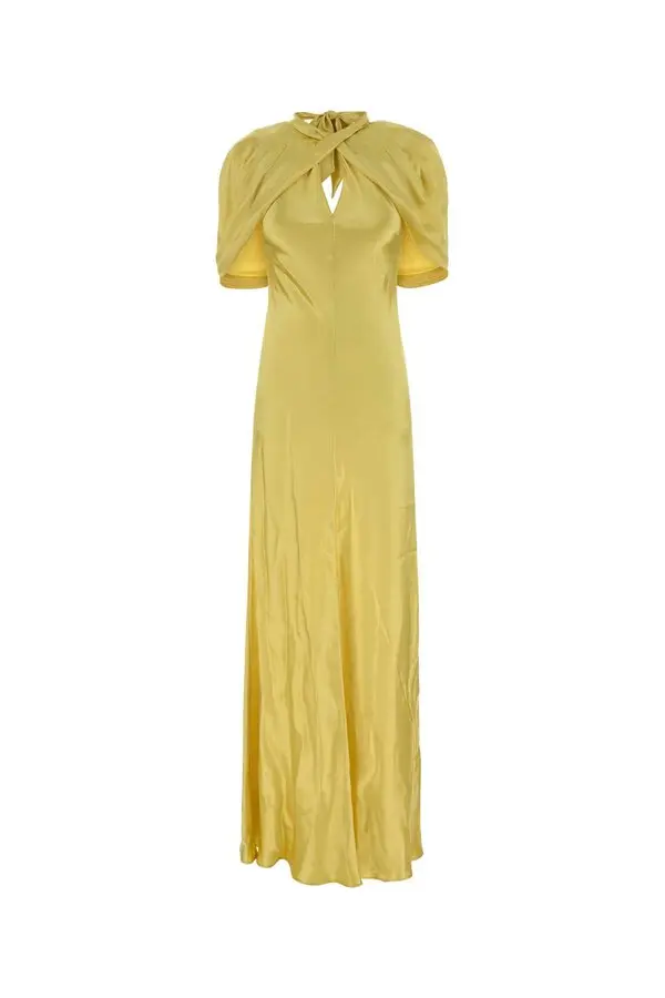 Alberta Ferretti Satin Long Dress - Yellow