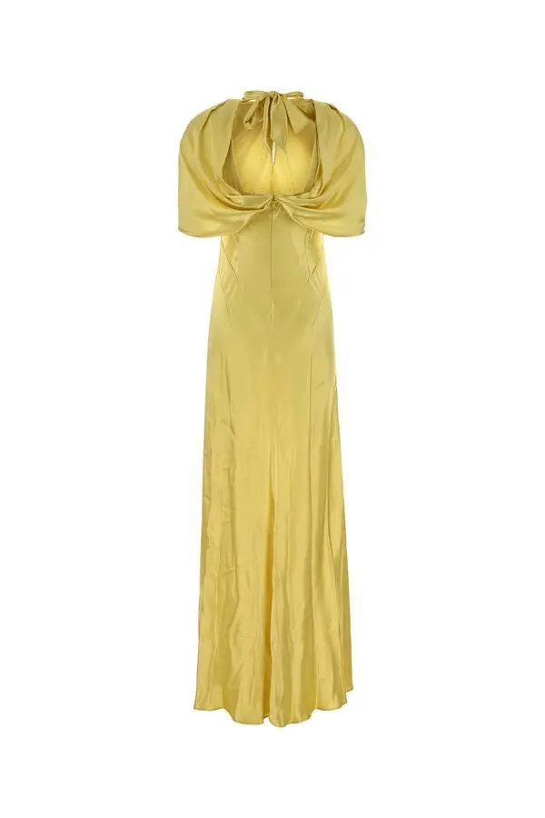 Alberta Ferretti Satin Long Dress - Yellow