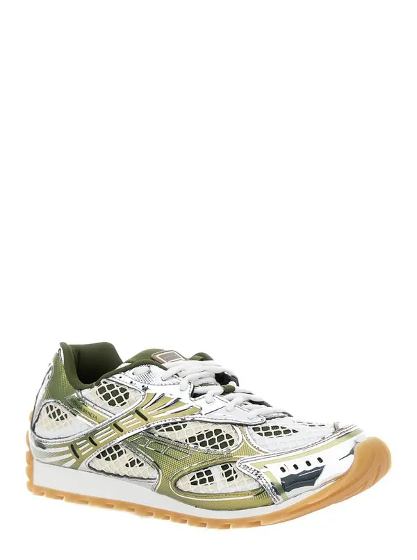 Bottega Veneta Orbit Running Sneakers With Logo Lettering Print - Green