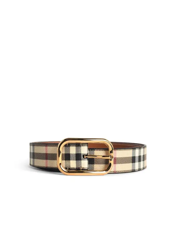 Burberry Beige Tela Belt With Gold Metal Buckle - Cream
