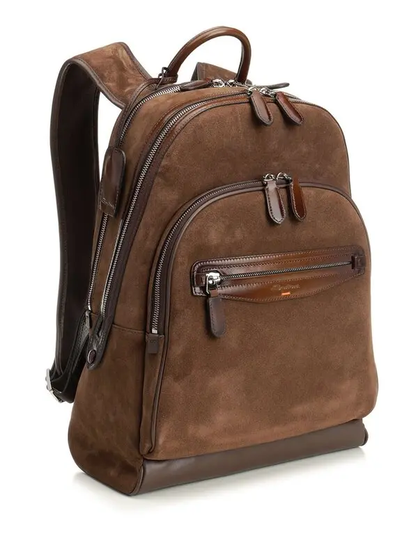 Santoni Suede Double Pocket Backpack