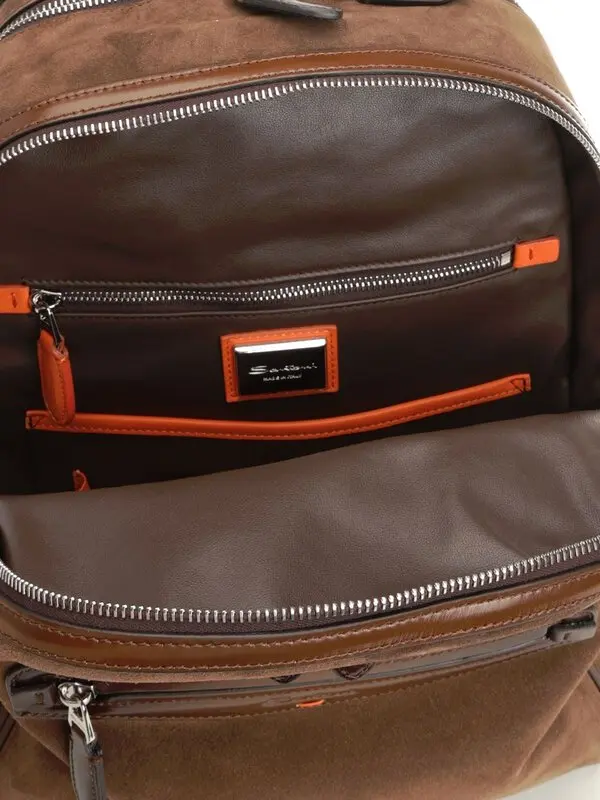 Santoni Suede Double Pocket Backpack