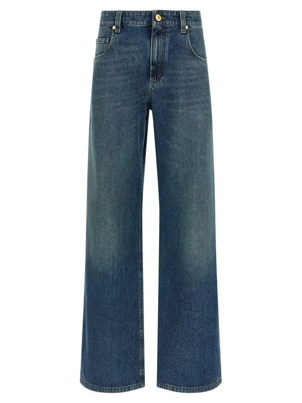 Brunello Cucinelli Stonewashed Wide Leg Jeans - Blue
