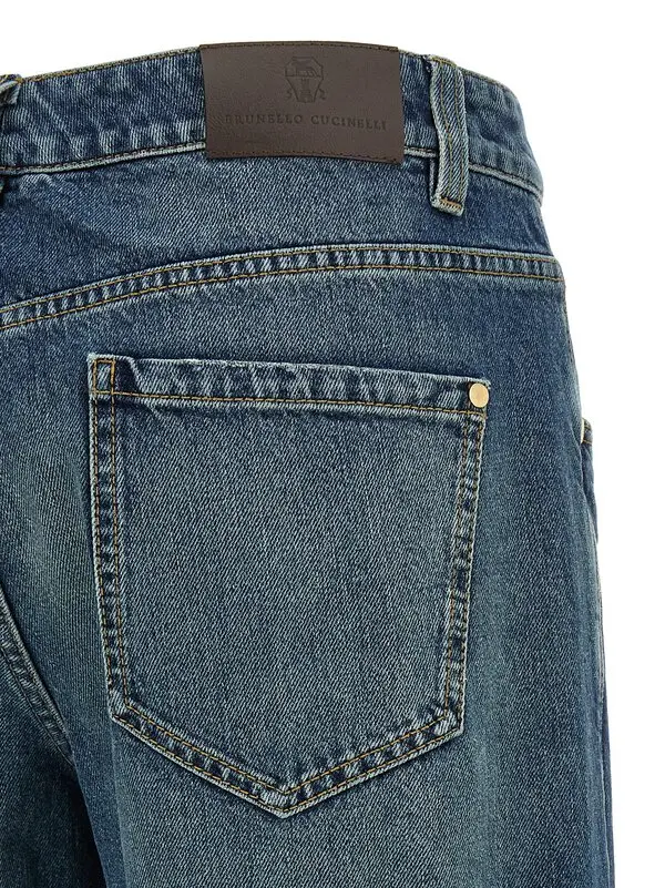 Brunello Cucinelli Stonewashed Wide Leg Jeans - Blue