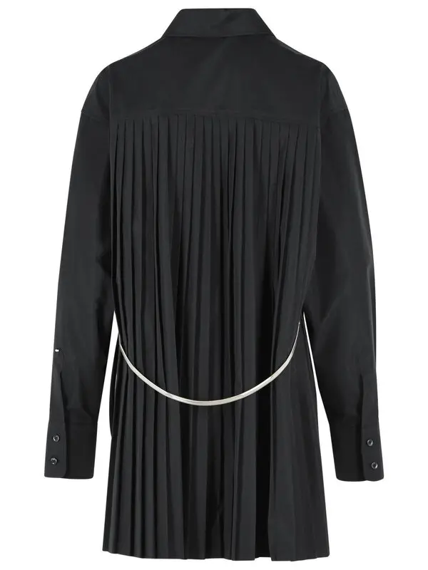 Sportmax Cotton Blend Shirt Dress With Decorative Chain Belt - Black